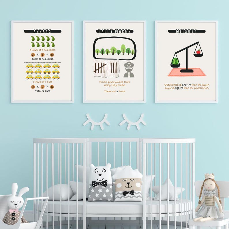 Set of 20 Math Wall Art for Kids | Math Poster for Classroom Education ...