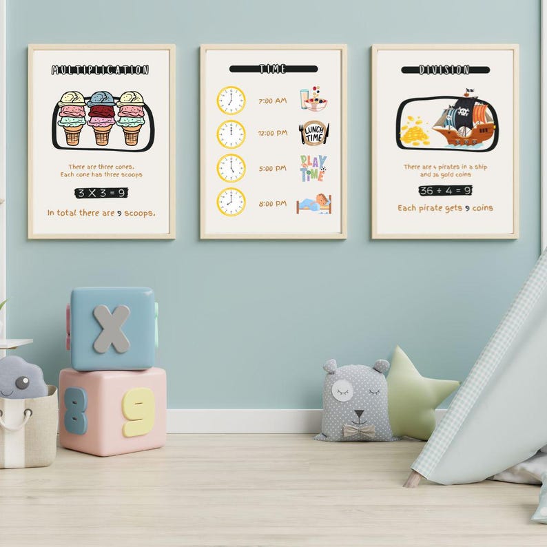 Set of 20 Math Wall Art for Kids | Math Poster for Classroom Education ...