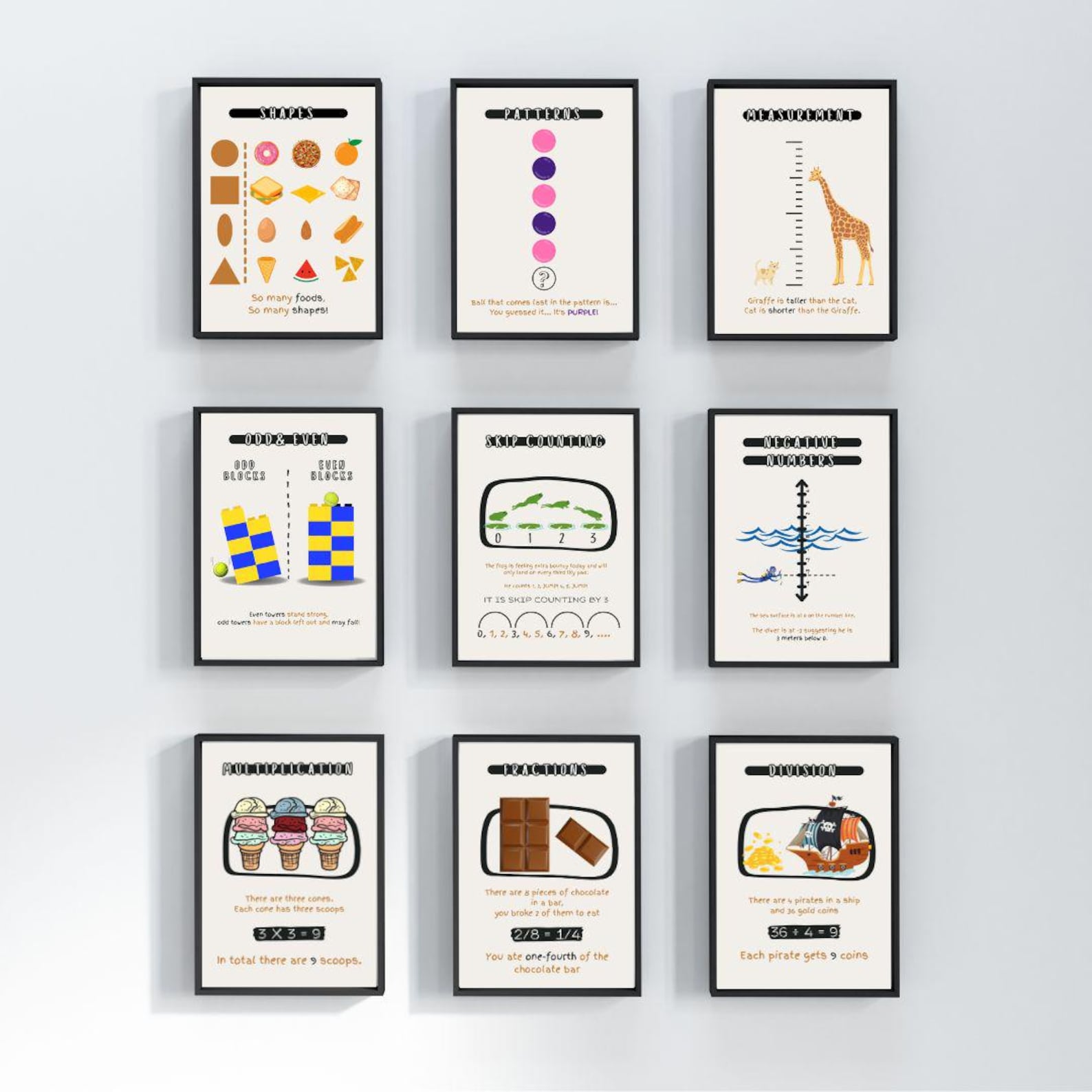 Set of 20 Math Wall Art for Kids | Math Poster for Classroom Education ...