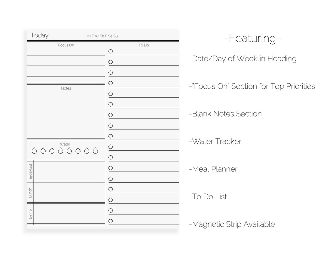 Daily Planner Notepad Daily Schedule Notepad Planner Daily | Etsy
