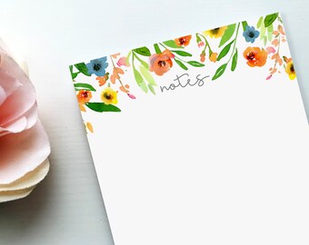 Personalized Floral Notepad Floral Notepad With Flowers - Etsy