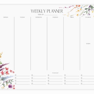 Wildflower Weekly Planner Notepad | 8x10 Floral Notepad Planner Family ...