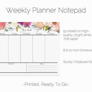 Pastel Garden Weekly Planner Notepad | Flower Notepad Planner | 2020 ...