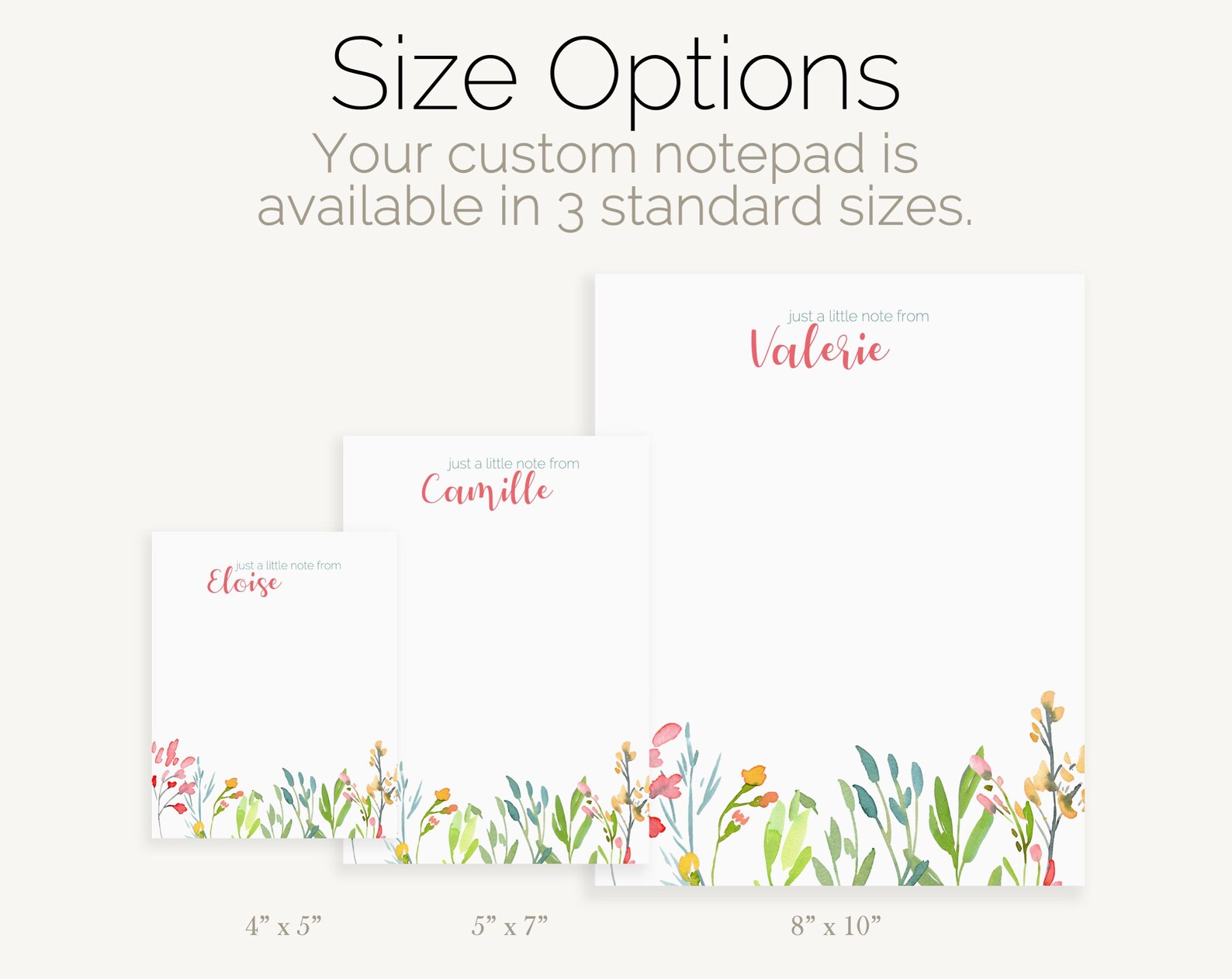 Personalized Notepad With Floral Print, Flower Custom Notepads, Cute ...