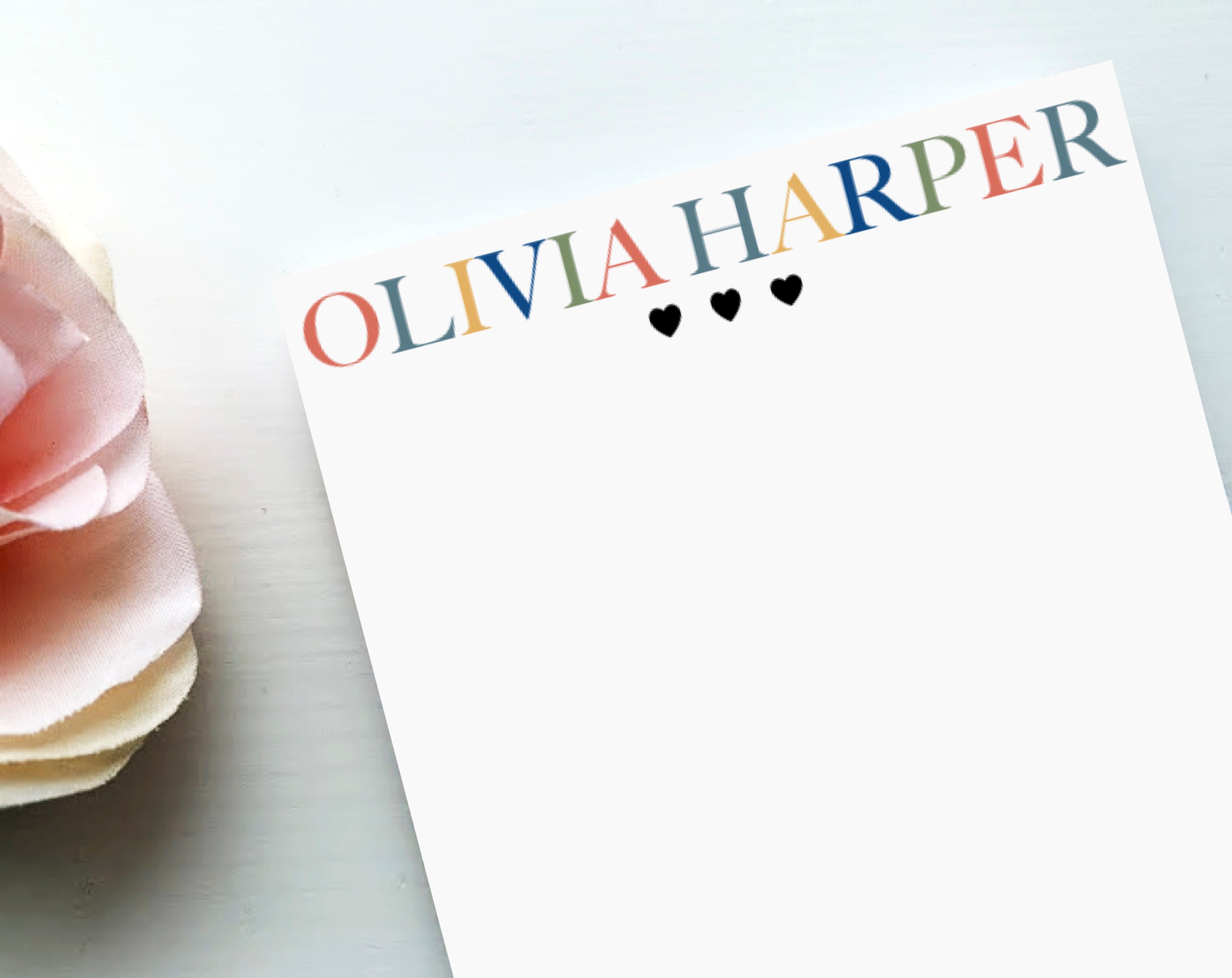 Colorful Personalized Name Notepad With Hearts Teacher or - Etsy