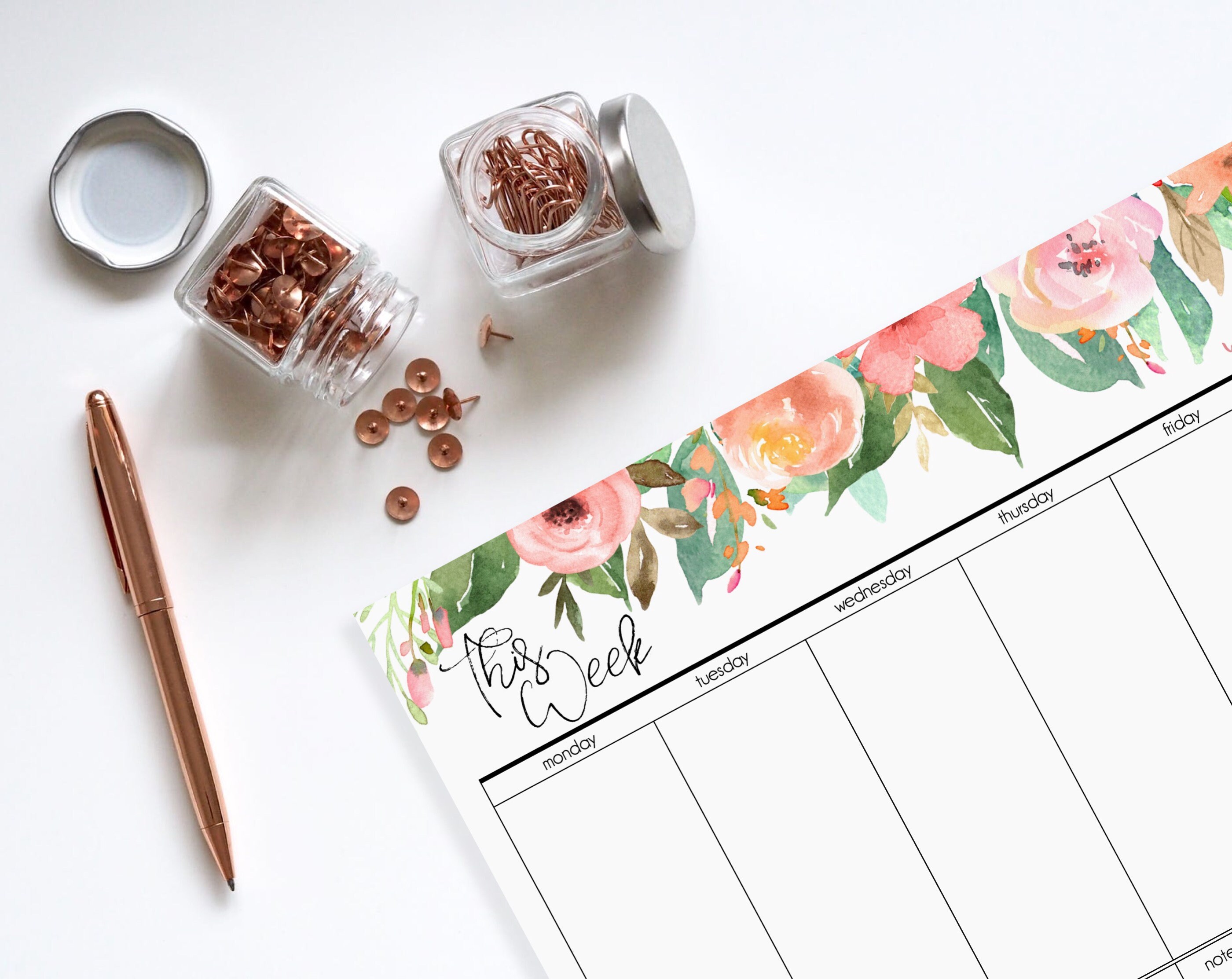 Floral Weekly Planner Pad | 2020 Weekly Planner | Pink Weekly Planner ...