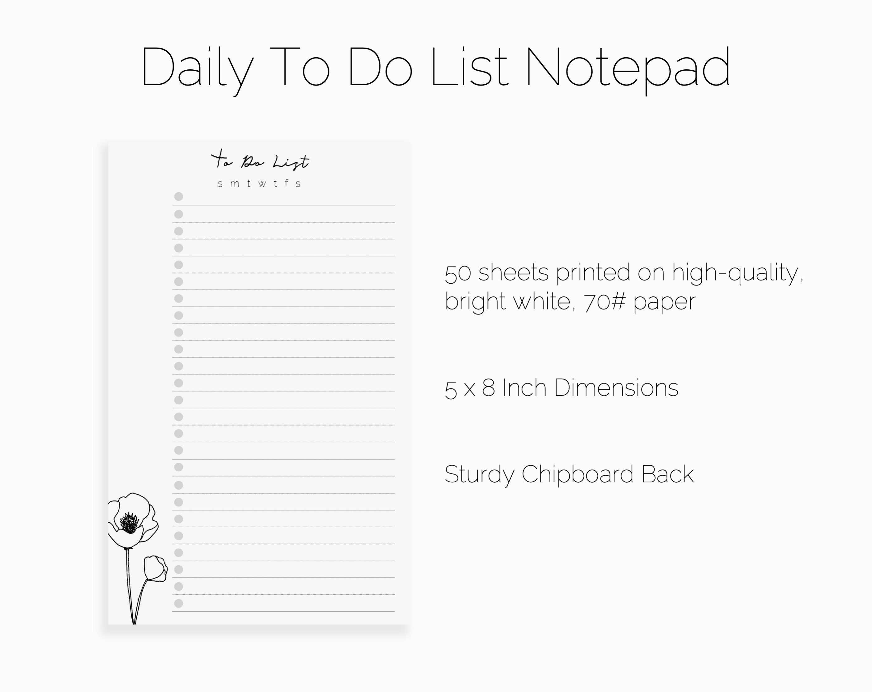 Summer Poppy to Do List Notepad Magnetic Notepad Daily | Etsy
