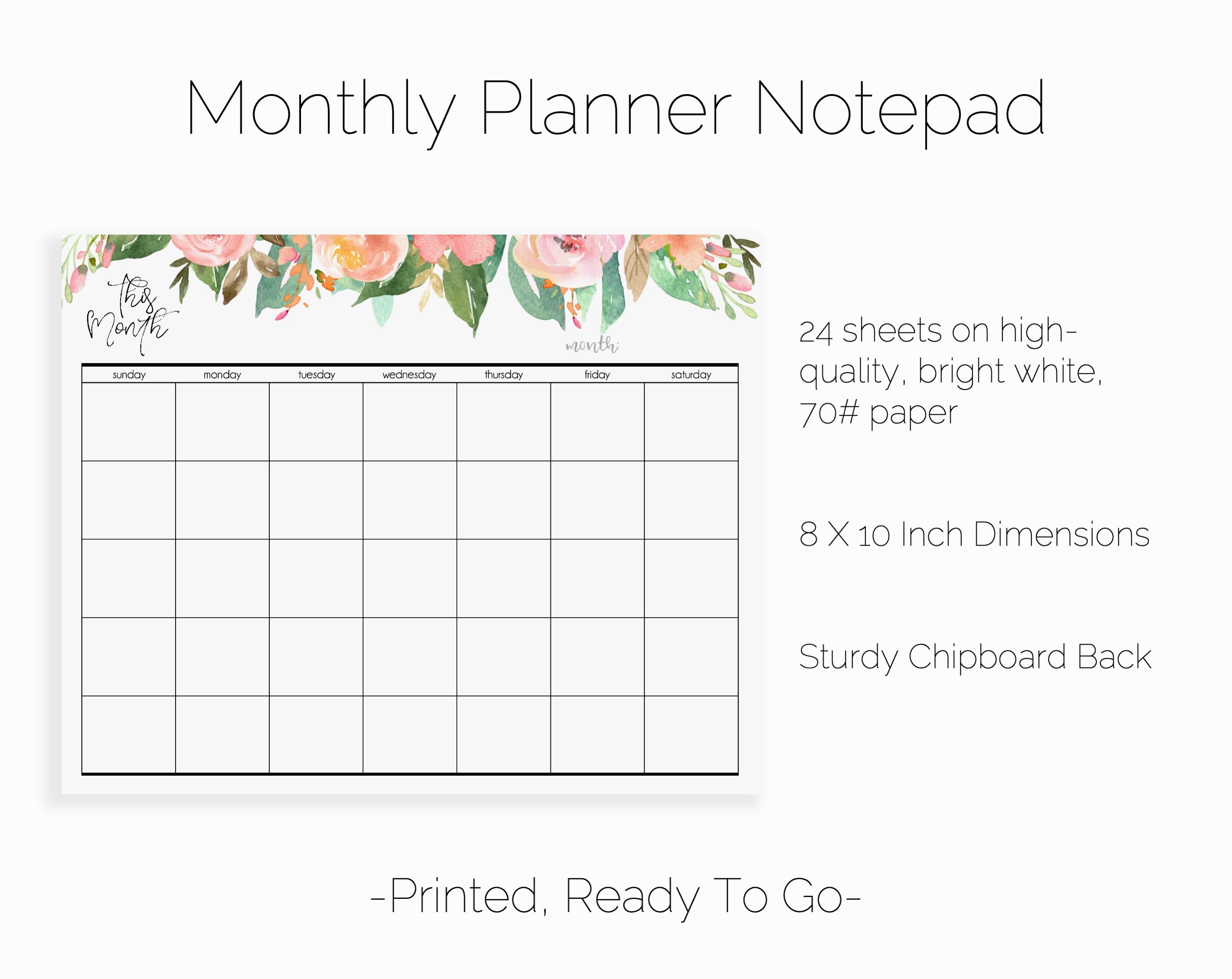 Pink Flower Monthly Planner Notepad 2023 Monthly Planner - Etsy
