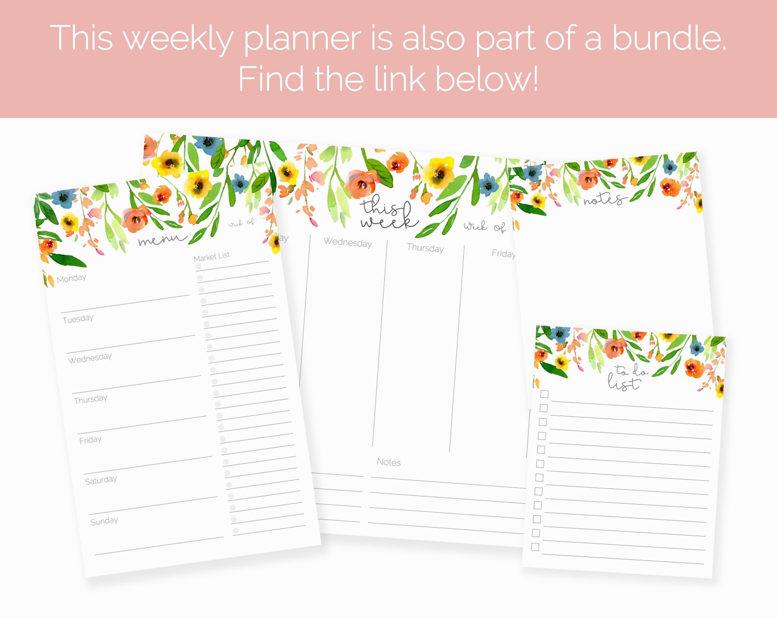 Floral Weekly Planner Notepad Notepad Planner Large Weekly | Etsy