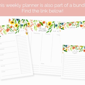Floral Weekly Planner Notepad | Notepad Planner | Large Weekly to Do ...