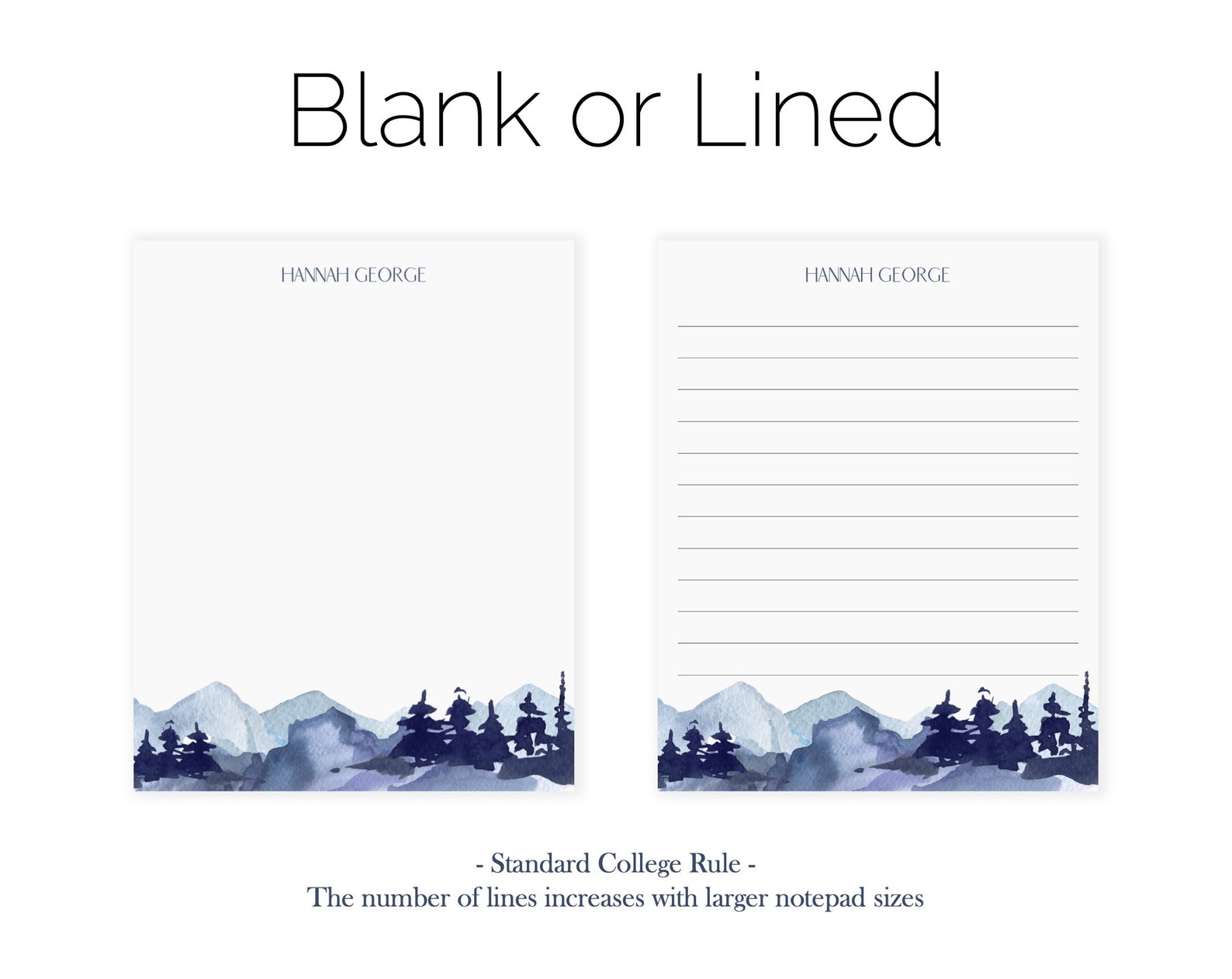 Watercolor Mountain Custom Notepad | Nature Personalized Notepad ...