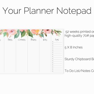 To Do List Floral Weekly Planner Pad | Small Weekly Planner Notepad | 5 ...