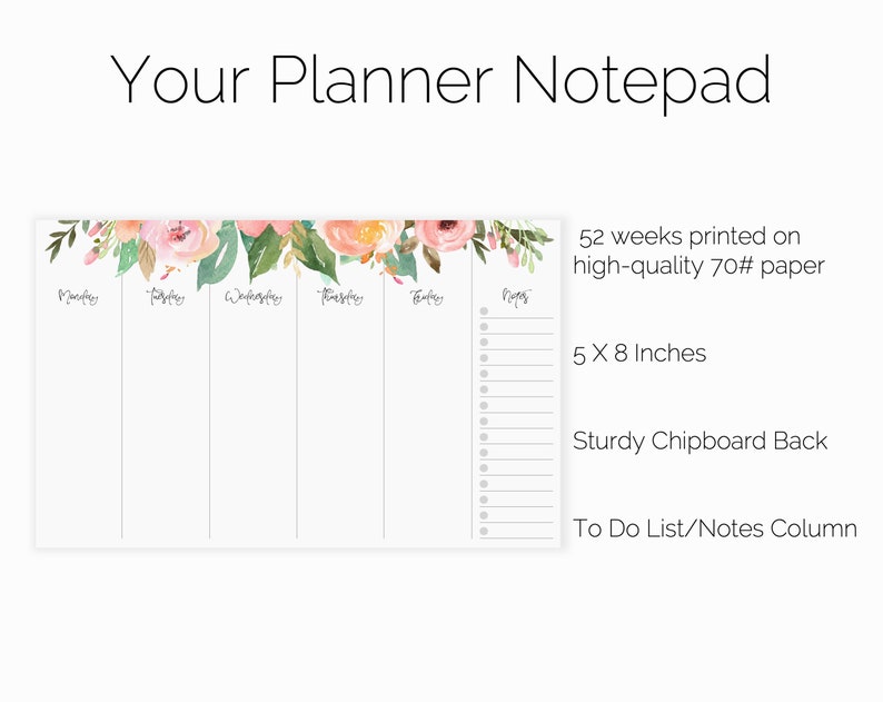 To Do List Floral Weekly Planner Pad Small Weekly Planner - Etsy