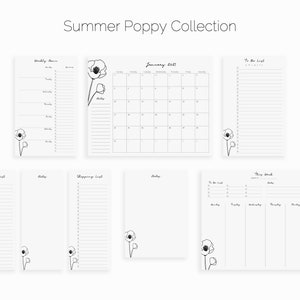 Summer Poppy Notepad Set of 3 | Magnetic to Do List Notepad | to Do ...
