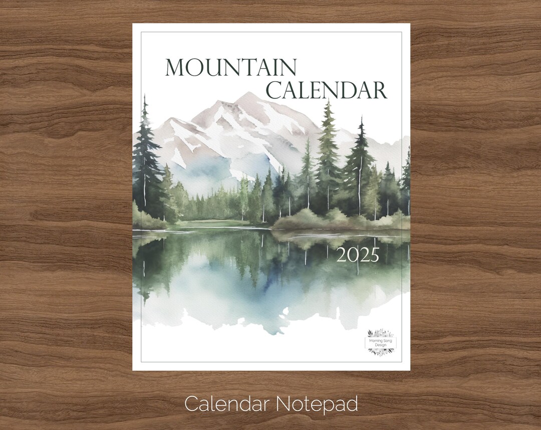 2025 Calendar Notepad, Watercolor Mountain Calendar, 2025 Family ...