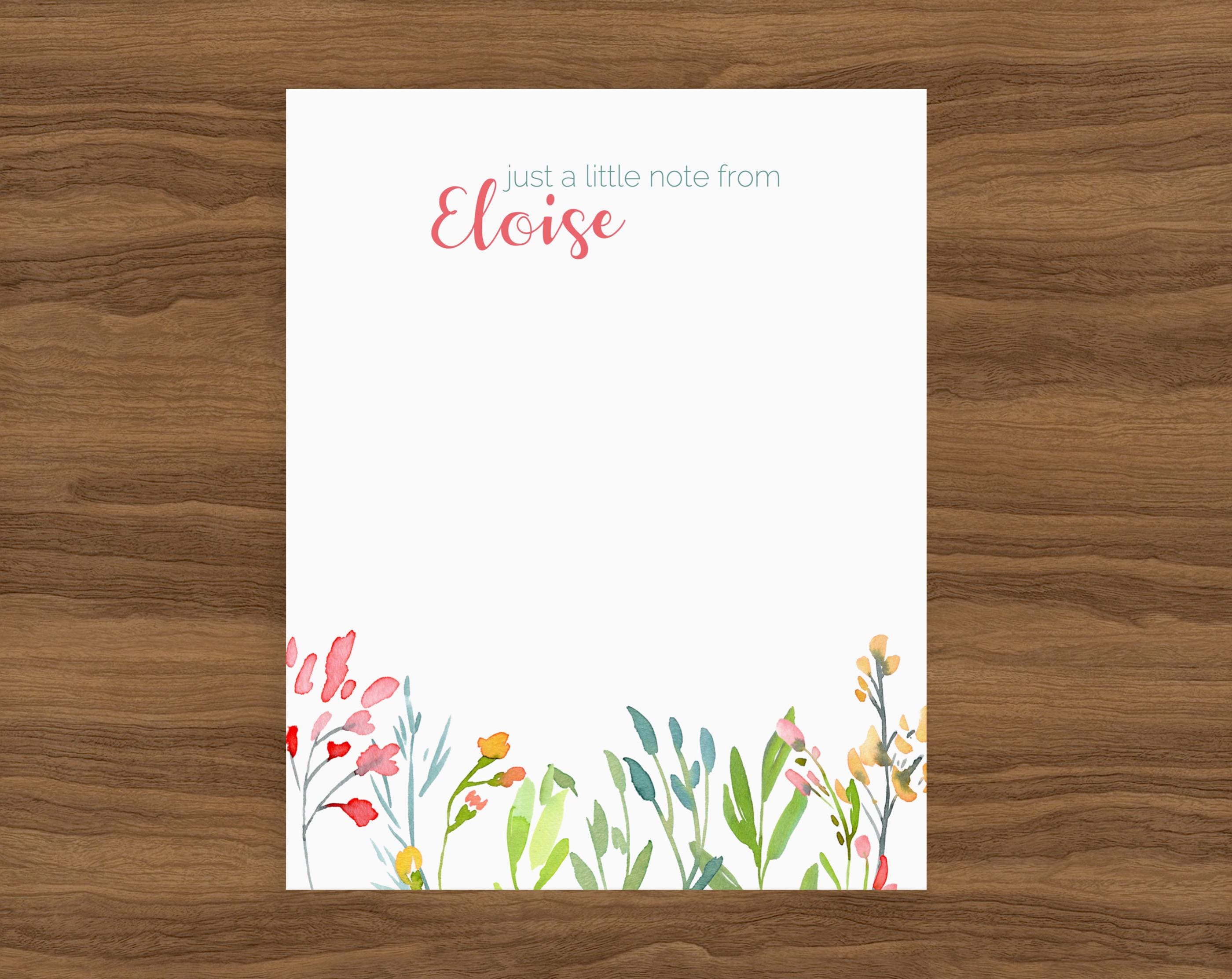 Personalized Notepad With Floral Print, Flower Custom Notepads, Cute ...