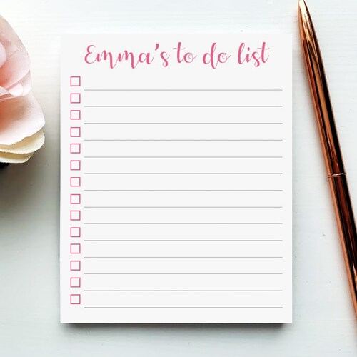 Personalized to Do List Pink Floral Notepad Custom Planner - Etsy
