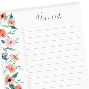 Personalized to Do List Pink Floral Notepad | Custom Planner With Check ...