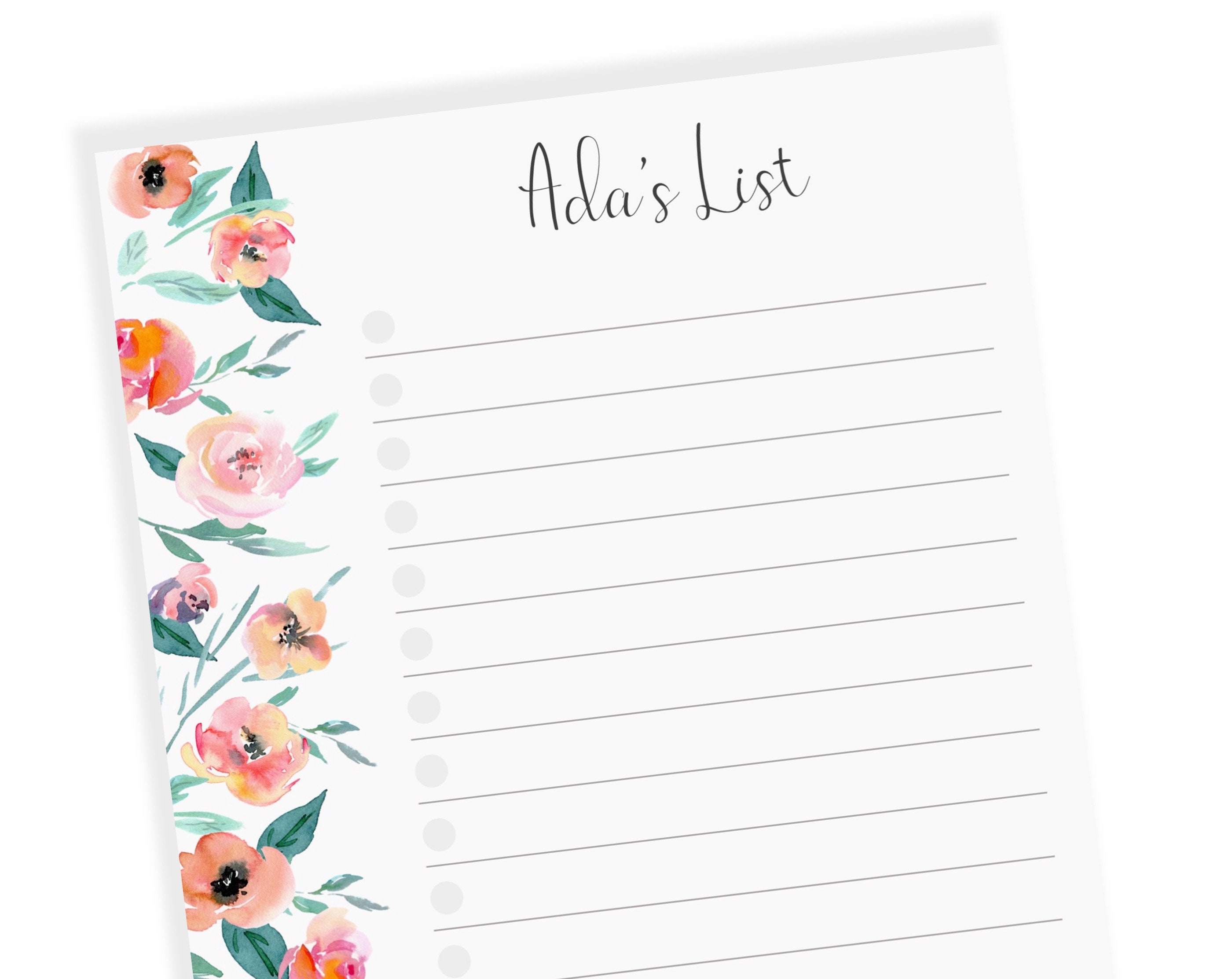 Personalized to Do List Pink Floral Notepad Custom Planner - Etsy