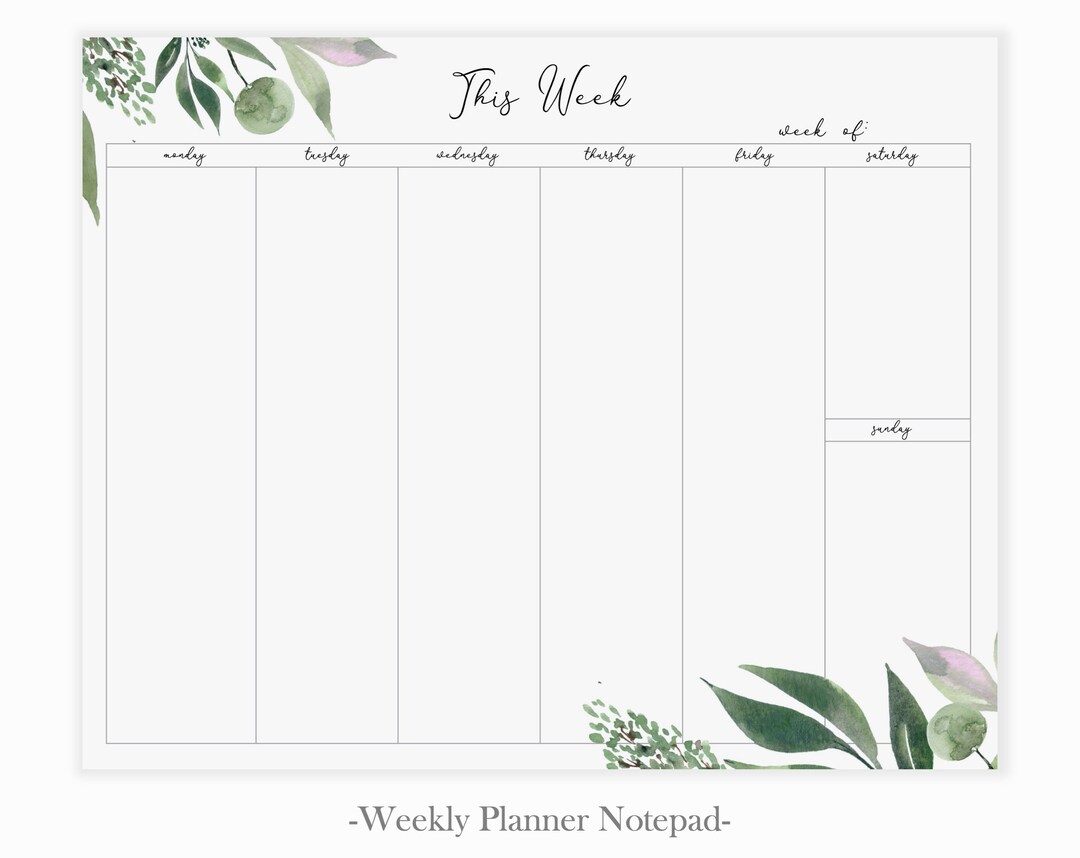 Leaves Weekly Planner Notepad | Weekly Notepad Planner | 2020 Weekly ...