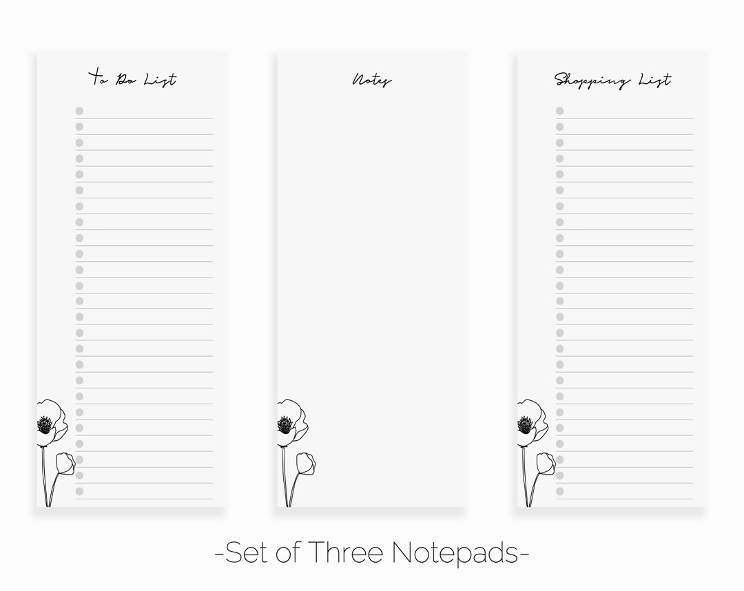 Summer Poppy Notepad Set of 3 | Magnetic to Do List Notepad | to Do ...