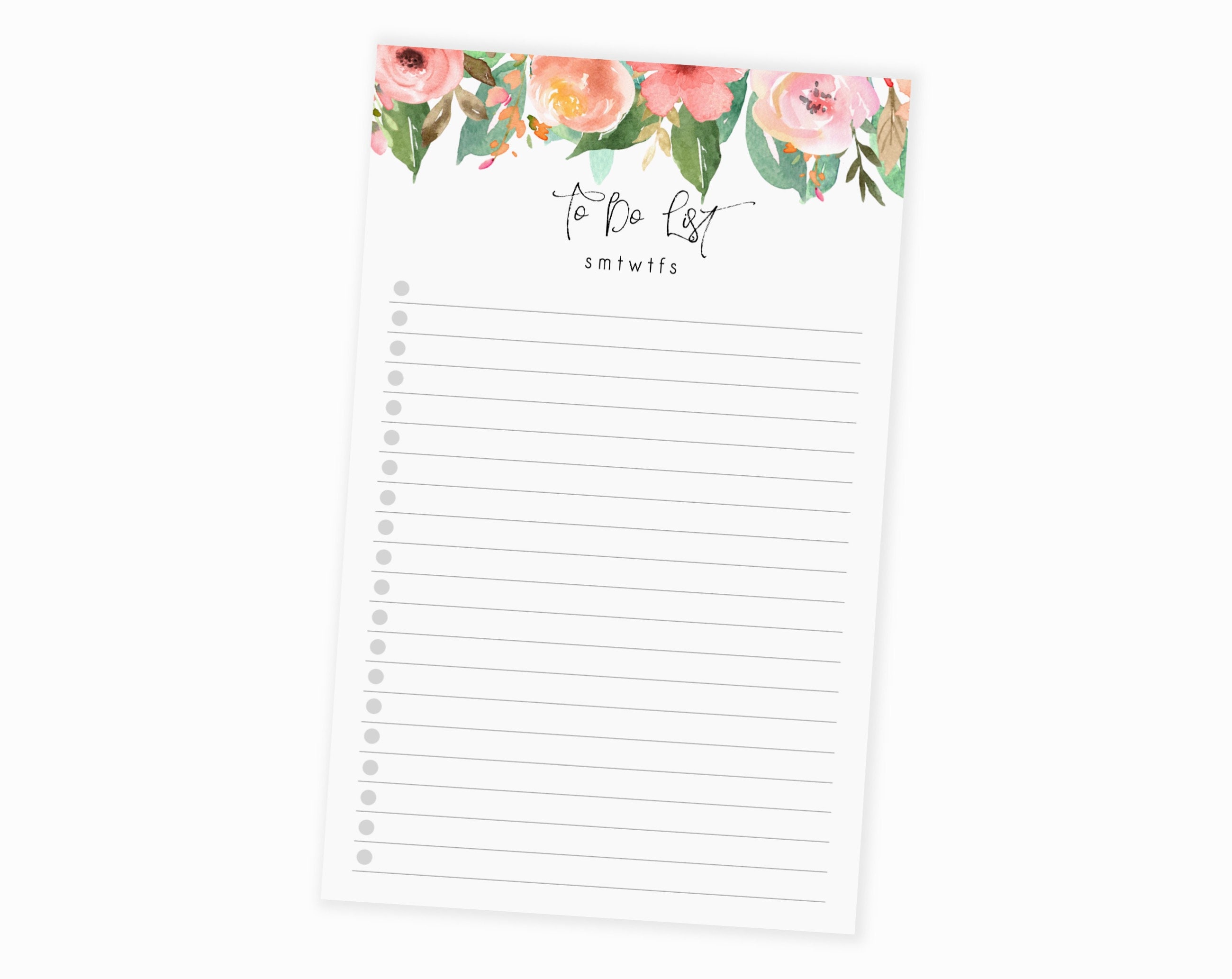 Pink Floral to Do List Notepad Daily Tasks Checklist Notepad - Etsy