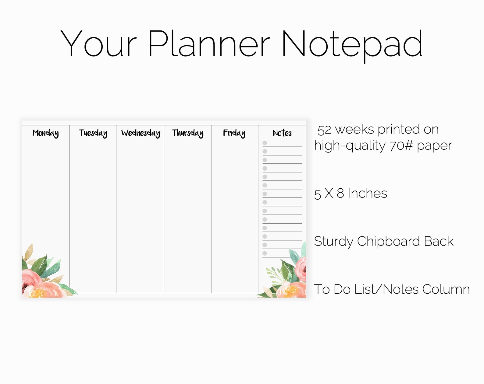 Floral Weekly Planner Pad Small Weekly Desk Pad Calendar 5 | Etsy