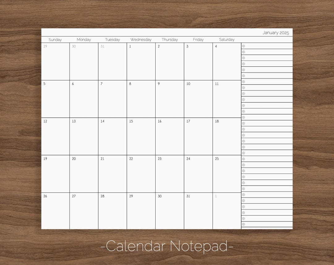 2025 Calendar Notepad | Monthly Planner Notepad Organizer | 2025 Desk ...