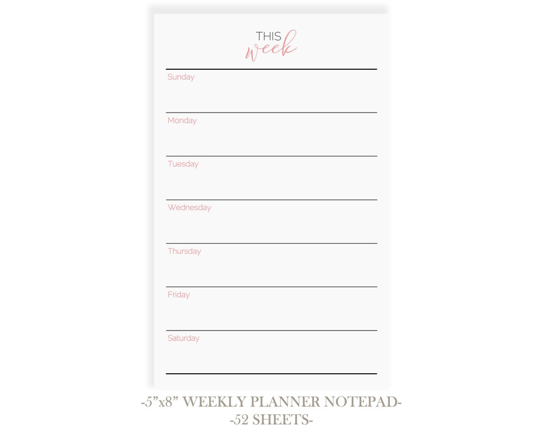 Simple Weekly Planner Pad | 2020 Weekly Planner | Weekly Planner ...