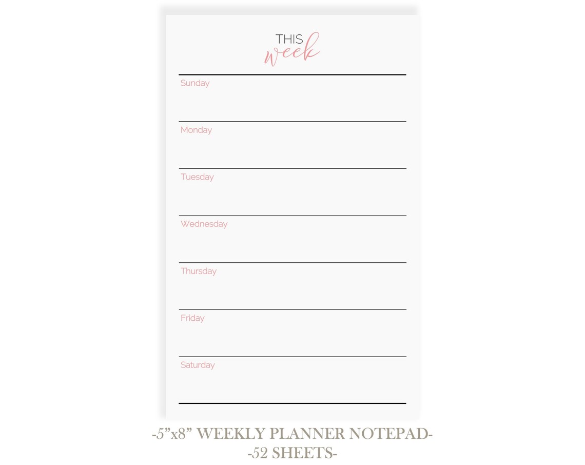 Simple Weekly Planner Pad 2020 Weekly Planner Weekly - Etsy