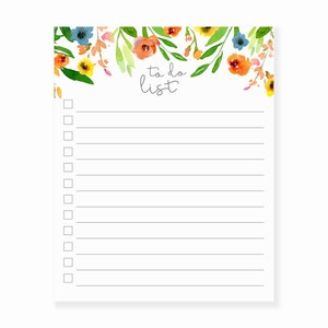 Floral to Do List Notepad | Lined to Do List | Daily Task List Notepad ...