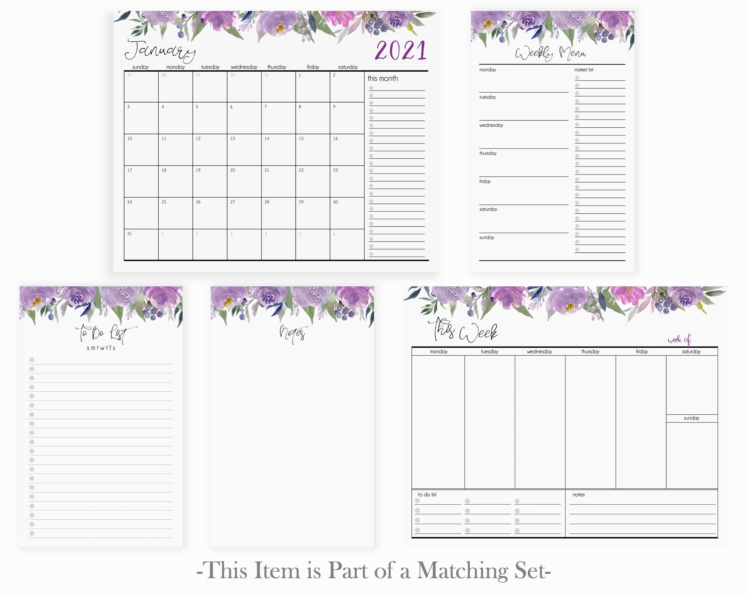 Purple Peony Weekly Meal Planner Notepad Magnetic Meal - Etsy