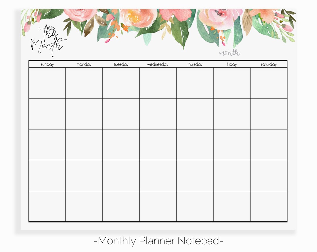 Pink Flower Monthly Planner Notepad 2023 Monthly Planner - Etsy