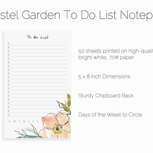Pastel Garden to Do List Notepad | Magnetic Notepad | Daily Tasks ...
