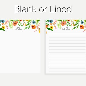 Floral Notepad, Simple Lined or Unlined Notepads, Teacher or Bridesmaid ...