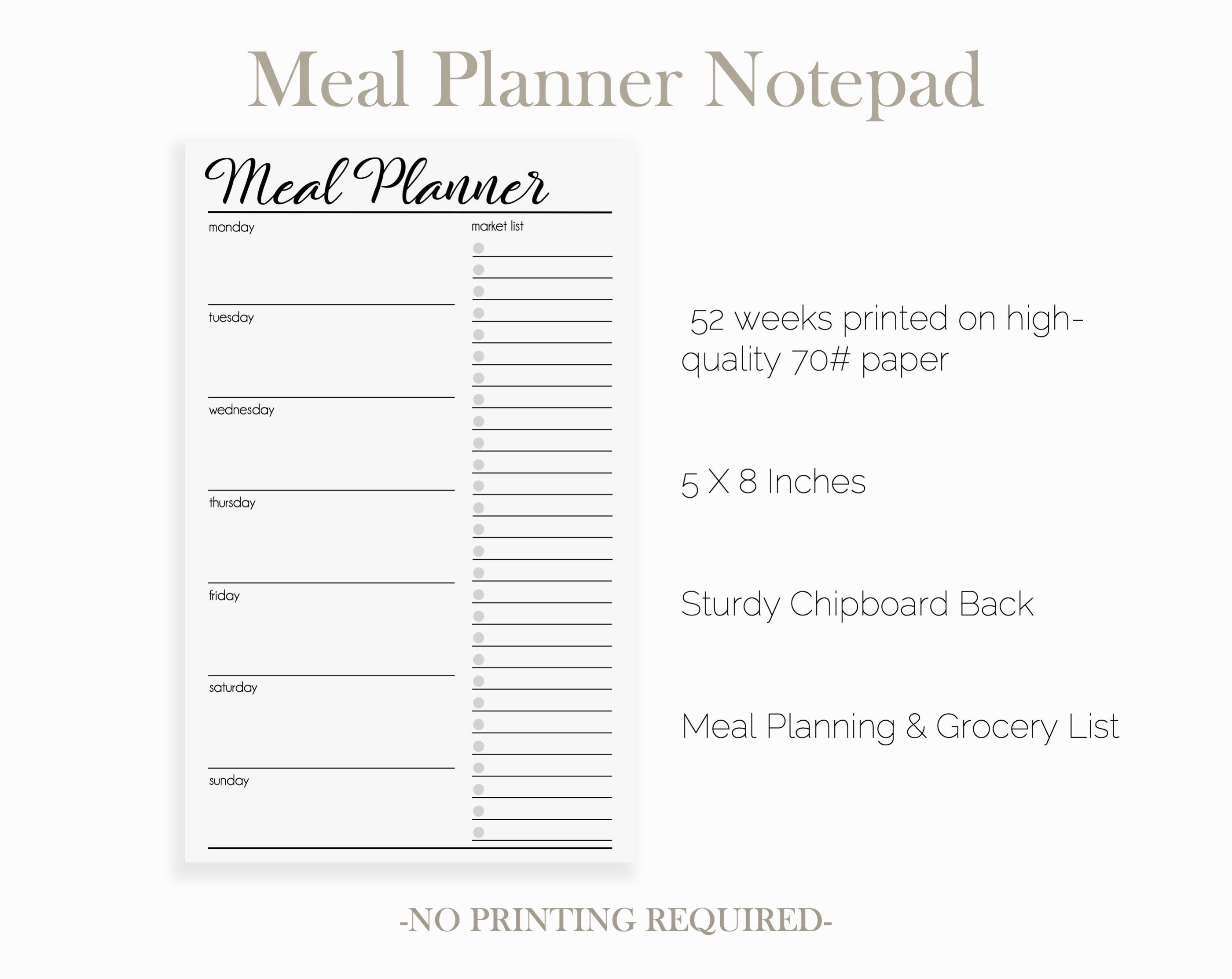 Weekly Meal Planner Notepad Magnetic Menu Planner Notepad | Etsy