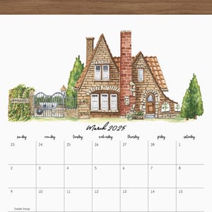 2025 Cottage Calendar Notepad, Cottage Core Calendar, Watercolor Houses ...
