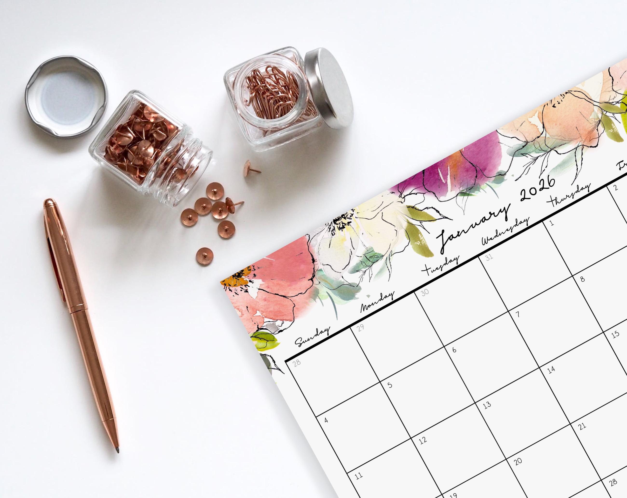 Pastel Garden Calendar Notepad | Magnetic Calendar for Fridge | Desk ...