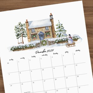 2025 Cottage Calendar Notepad, Cottage Core Calendar, Watercolor Houses ...