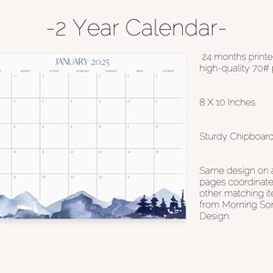 Watercolor Mountain Calendar Notepad, 8x10 2025 Magnetic Calendar for ...