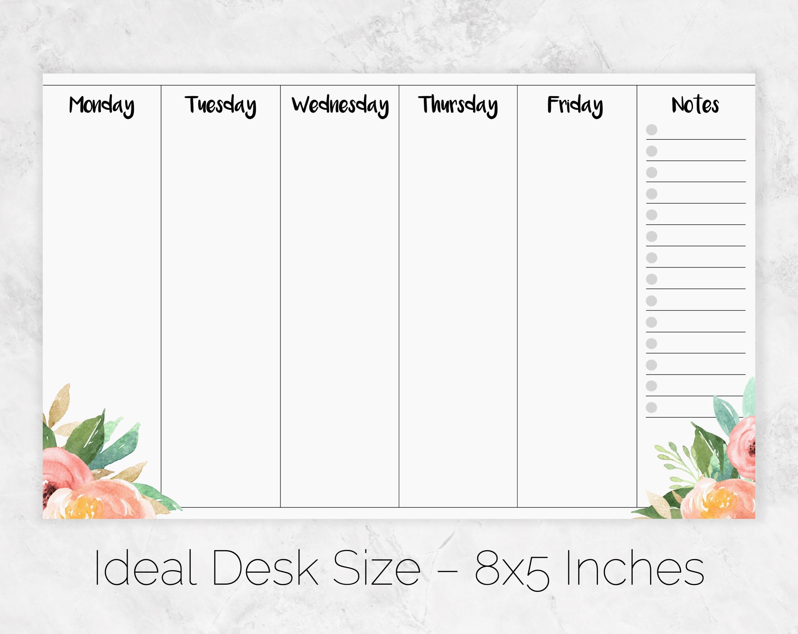 Floral Weekly Planner Pad Small Weekly Desk Pad Calendar 5 | Etsy