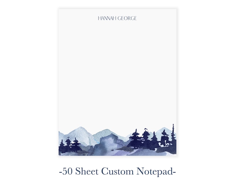 Watercolor Mountain Custom Notepad | Nature Personalized Notepad ...
