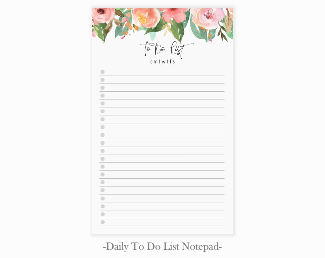 Pink Floral to Do List Notepad | Daily Tasks Checklist Notepad for ...