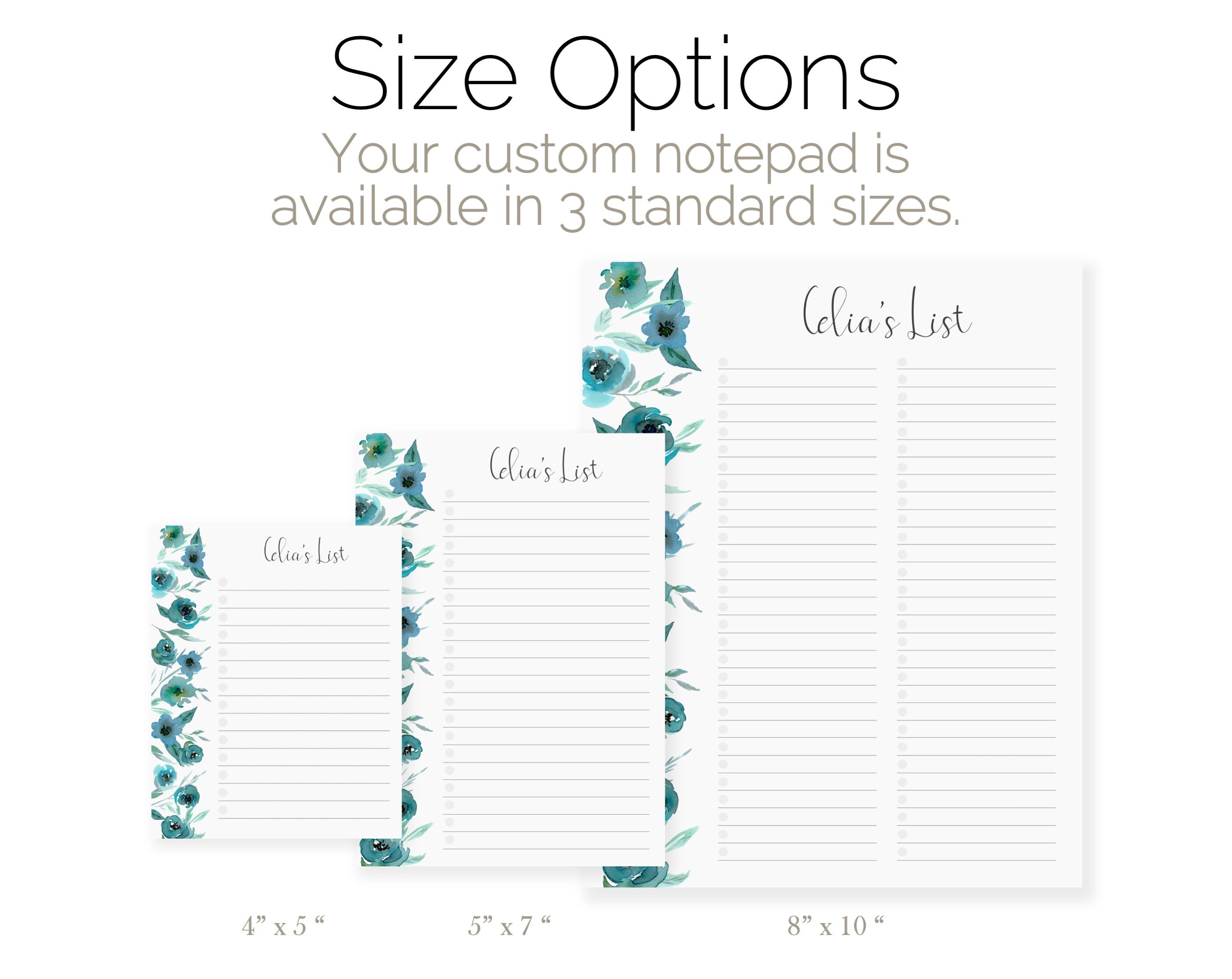 Personalized to Do List Blue Floral Notepad Custom Planner - Etsy