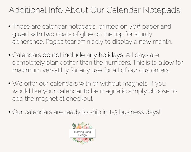 Summer Poppy Calendar Notepad, Magnetic Calendar for Fridge, 2026 Desk ...