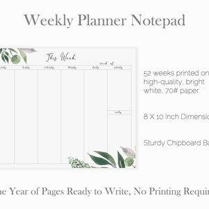Leaves Weekly Planner Notepad | Weekly Notepad Planner | 2020 Weekly ...