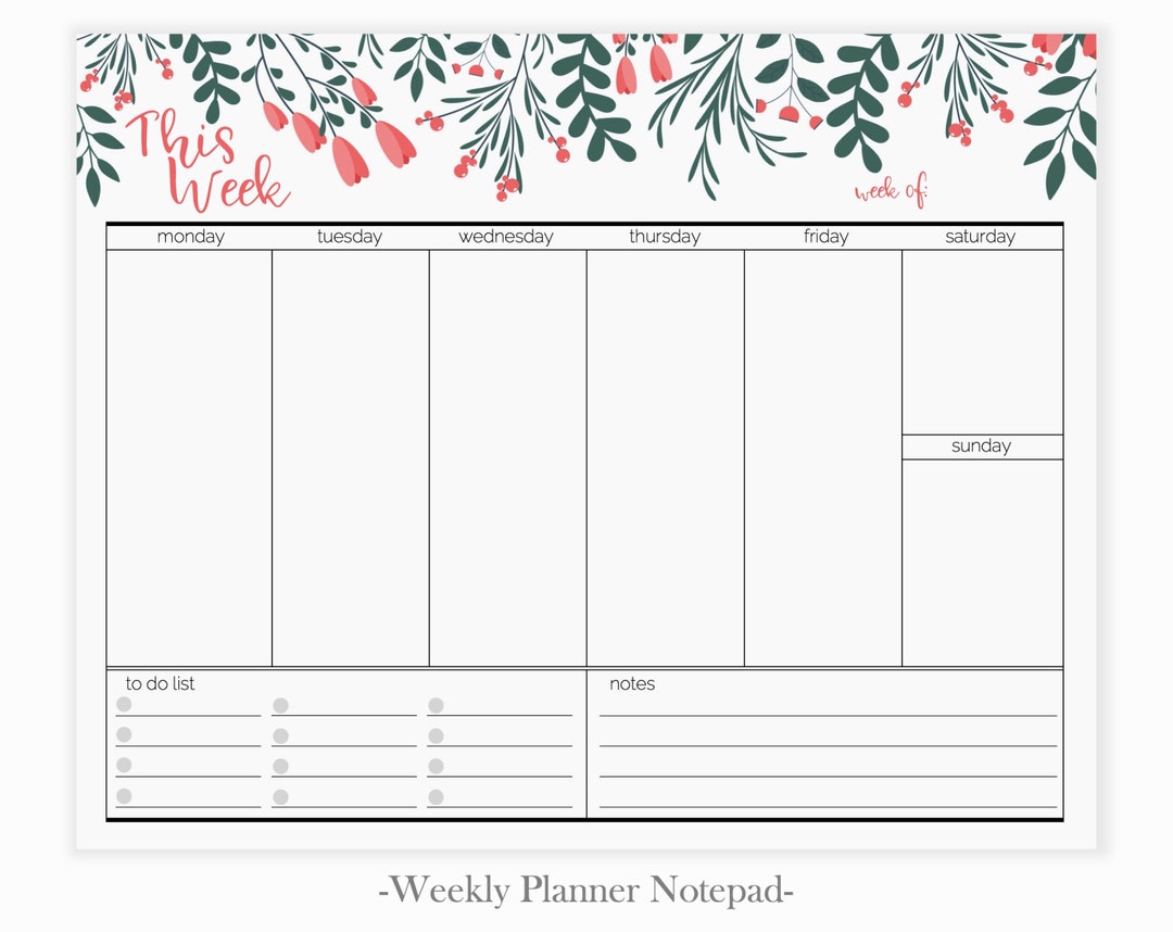 Weekly Planner Pad | Weekly Notepad Planner | 2020 Weekly Planner ...