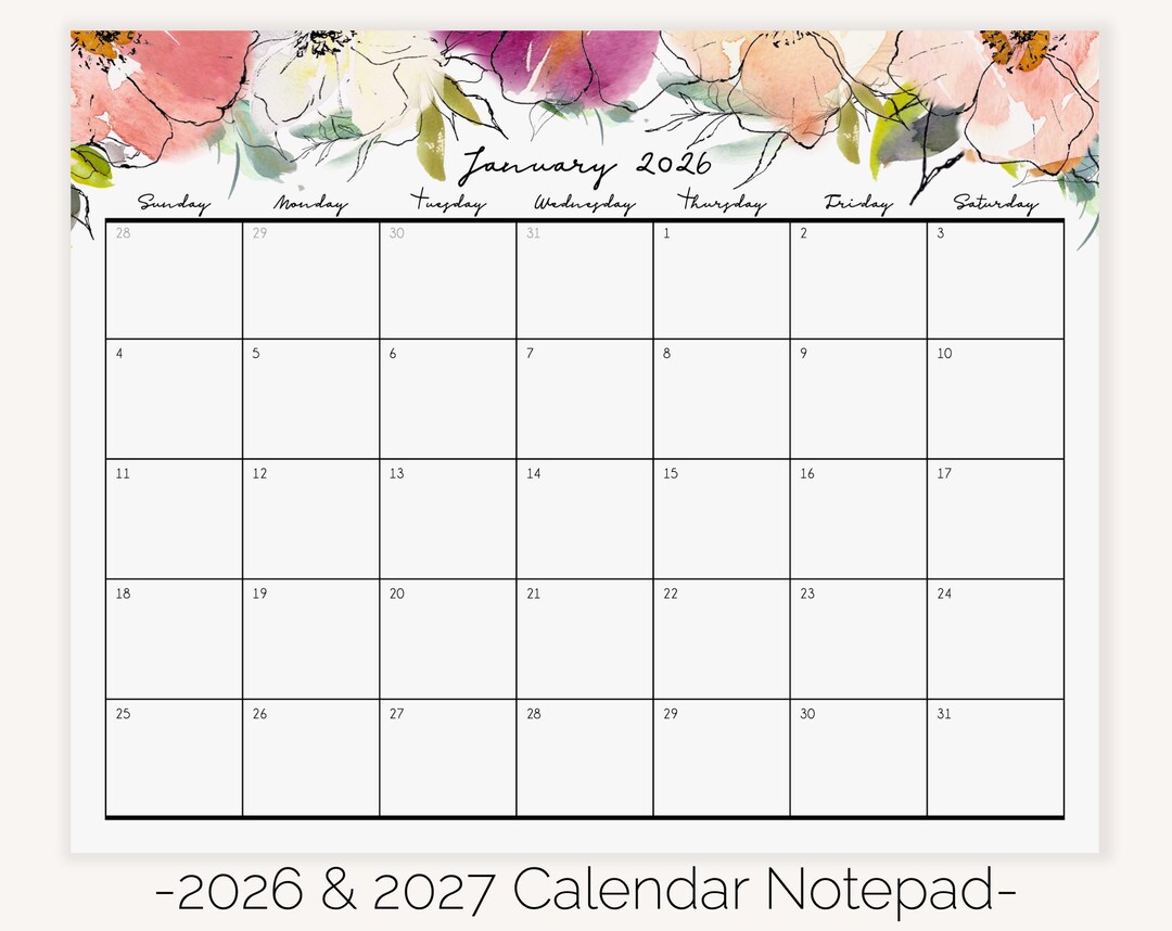 Pastel Garden Calendar Notepad | Magnetic Calendar for Fridge | Desk ...