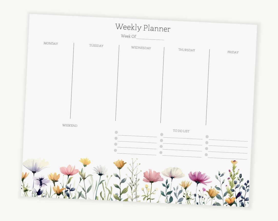 Cottage Garden Weekly Planner Notepad: Floral to Do List (8x10) or ...