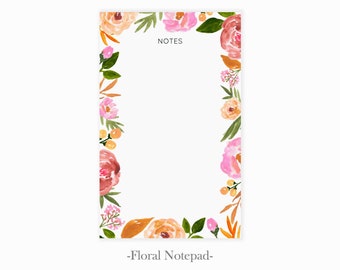 Personalized Watercolor Lined Notepad in Pink Custom Name Notepad ...